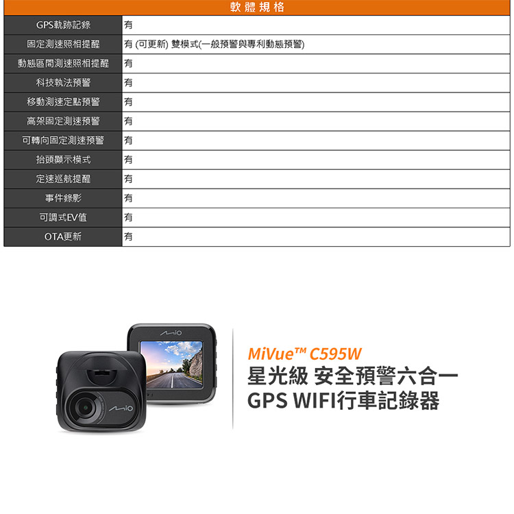 Mio MiVue C595W 星光級 安全預警六合一 GPS WIFI行車記錄器(送-32G卡) 行車紀錄器 - PChome 24h購物